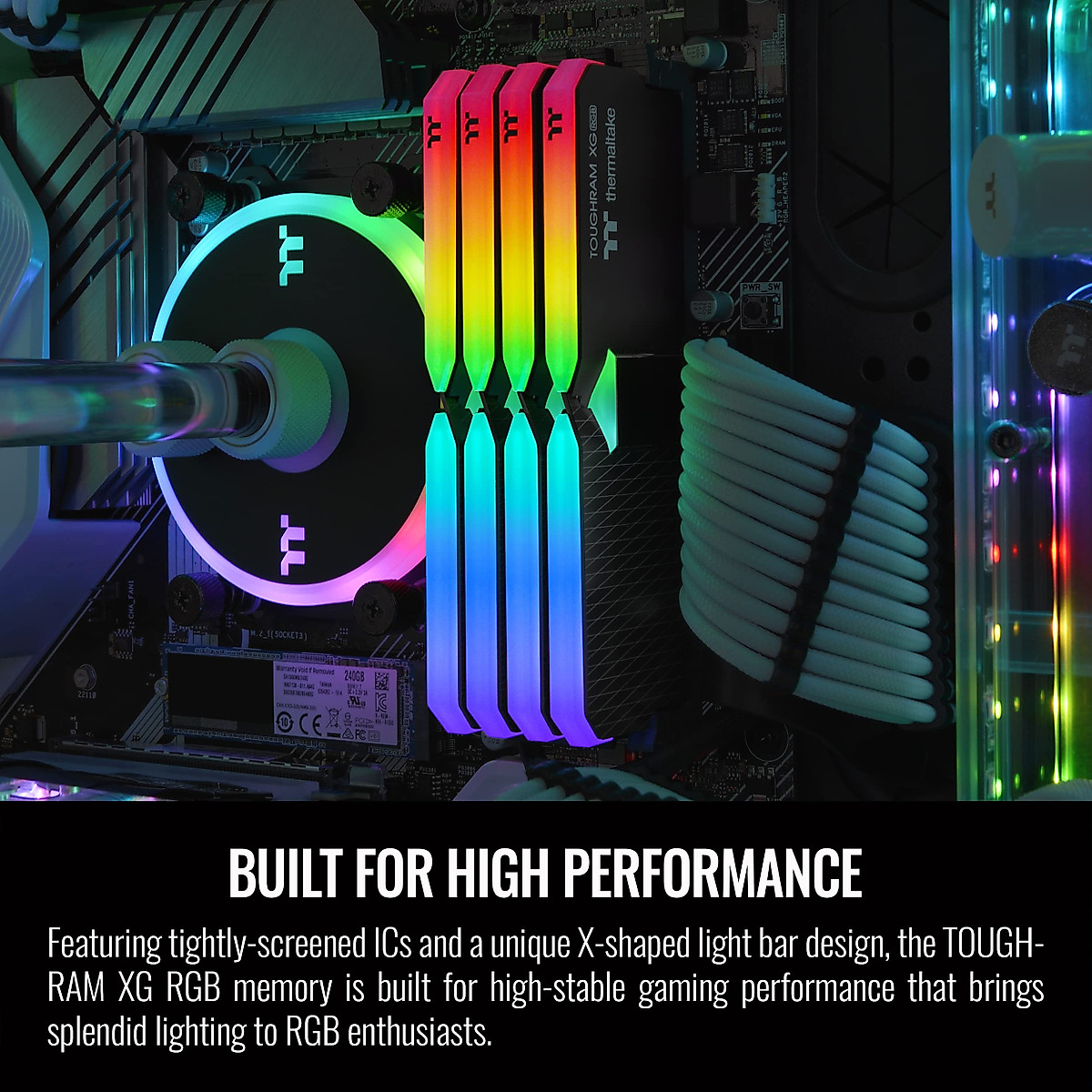 Thermaltake TOUGHRAM XG RGB DDR4 4000MHz 32GB (16GB x 2) 16.8 Million Color RGB Alexa/Razer Chroma/5V Motherboard Syncable RGB Memory R016D416GX2-4000C19A