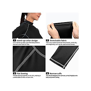 Actleis Women's Long Sleeve Rash Guard UPF50+ UV Sun Protection Quick Dry Swimming Surfing Shirts M Black
