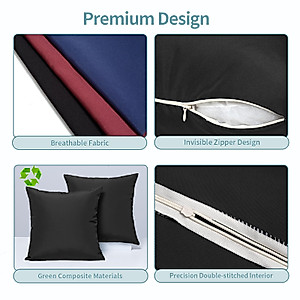 SUSIE'S GARDEN Outdoor Waterproof Throw Pillow Covers 18x18 Set of 2 Decorative Black Patio Furniture Cushion Covers Outside Decor for Couch Garden Bench Tent Balcony Sofa