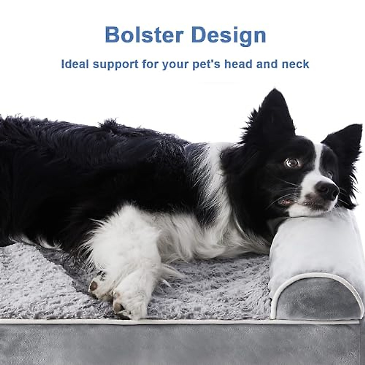 Figopage Orthopedic Dog Beds for Large Dogs - Extra Large Dog Beds for Large Dogs with Washable Removable Cover, Waterproof Comfy Dog Bed Couch with Sides for Medium/Large Dogs