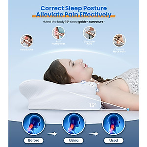 Ultra Pain Relief Cooling Pillow for Neck Support, Adjustable Cervical Pillow Cozy Sleeping, Odorless Ergonomic Contour Memory Foam Pillows, Orthopedic Bed Pillow for Side Back Stomach Sleeper