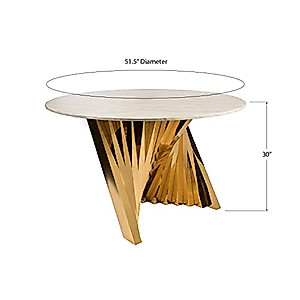 Statements by J Waterfall Marble Top Dining Table, Gold, White