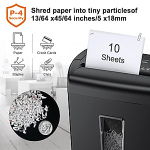 Bonsaii 10-Sheet Cross Cut Paper Shredder, 5.5 Gal Home Office Heavy Duty Shredder for Credit Card, Staple, Clip with Transparent Window(C209-D)