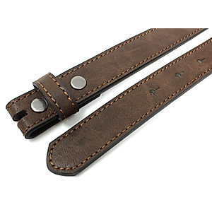 BC Belts Womens Thin Leather Belt Strap with Vintage Distressed Texture 1" Wide with Snaps (Dark Brown-XS)