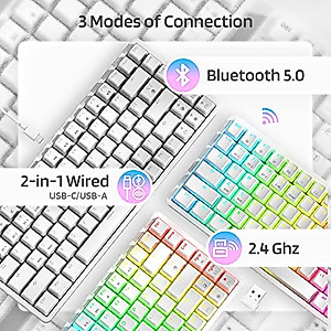 LTC Neon75 Wireless 75% Triple Mode BT5.0/2.4G/USB-C Hot Swappable Mechanical Keyboard, 84 Keys Bluetooth RGB Compact Gaming Keyboard with Software, PBT Pudding Keycaps