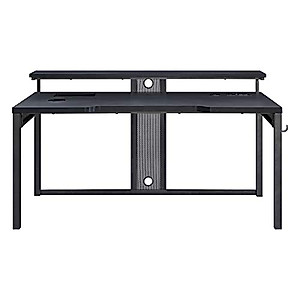 OSP HOME FURNISHINGS Furniture Adaptor 63 Inch Gaming Desk with RGB LED Lights and Smart Power Hub, Matte Black.