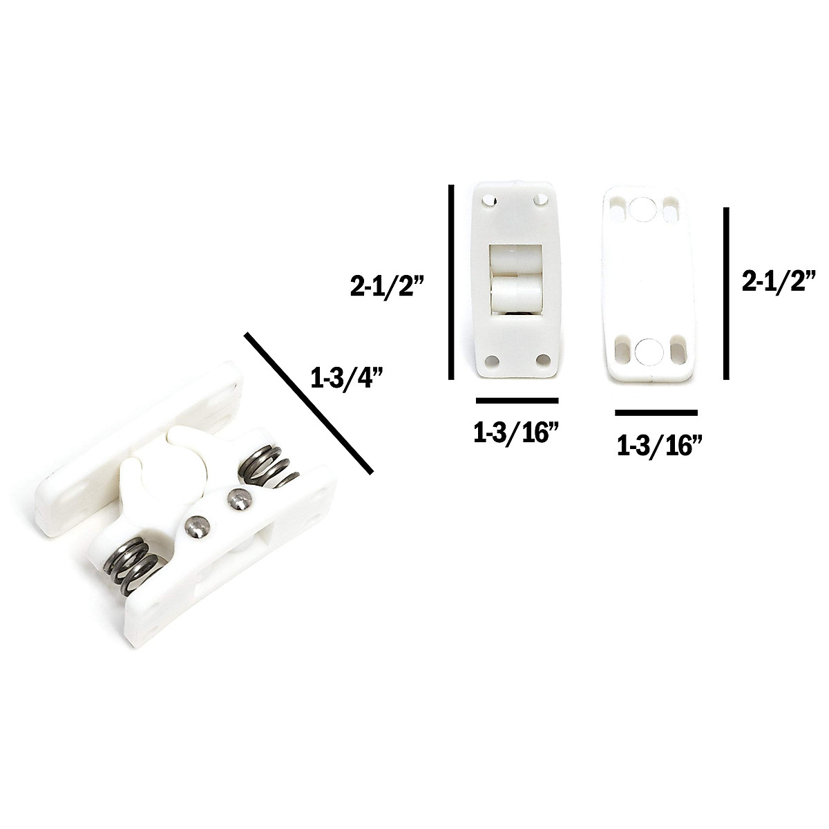 Red Hound Auto 1 Spring Loaded Door Holder White Nylon Assembly for Lockers and Entry Doors RV Truck Trailer Motorhome 2-1/2 Inches Long Complete Set