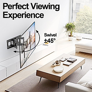 Full Motion TV Mount, USX MOUNT TV Wall Mount for Most 37-75 inch TVs, Holds up to 132lbs, Max VESA 600x400mm, Swivel TV Mount Bracket with Dual Articulating Arms Tilt Rotation Fits 16" Wood Stud