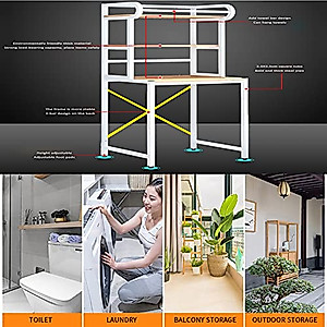 BKGDO Washer Storage Frames Floor Standing for Over Toilet,Bathroom Storage Rack,Bathroom Organizer Units with Clothes Hanging/White