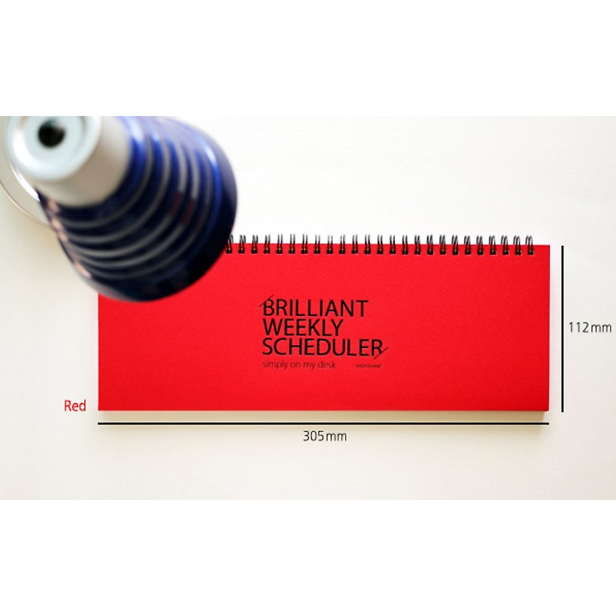 PAPERIAN Brilliant Weekly Scheduler - Wirebound Undated Weekly Planner Pad Scheduler (Red)