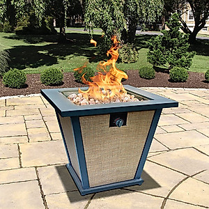 Bond Manufacturing 52137 Brently 28" Square 50,000 BTU Gas Fire Pit Table, Black/Tan