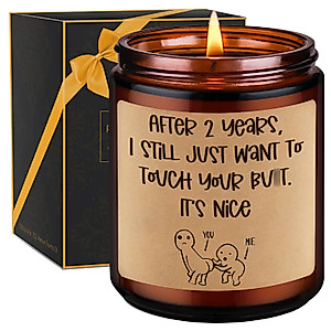 GSPY Scented Candles, 2 Year Anniversary Candle Gifts for Boyfriend, Girlfriend, Women, Men - Cotton Gifts for 2nd Anniversary for Him, Her - 2nd Wedding Anniversary Presents for Wife, Husband