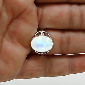 TISHAVI 7.91Cts Moonstone Ring Size 8 For Women, White Stone June Birthstone Jewelry Silver Women'S Day Gifts For Mom Wife Sister
