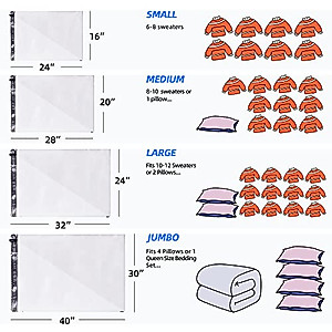 10 Pack Vacuum Storage Bags, Space Saver Bags (10 Medium) Compression Storage Bags for Comforters, Pillows, Blankets, Clothes with Hand Pump - 10 Medium