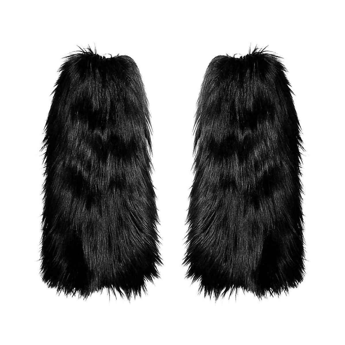 OSPNIEEK Fur Leg Warmers, Furry Leg Warmers for Womens, Faux Fluffy Leg Warmer, Soft Fuzzy Leg Warmer Boot Cuffs Covers for Winter Warm, Christmas, Halloween, Cosplay Party (Black)