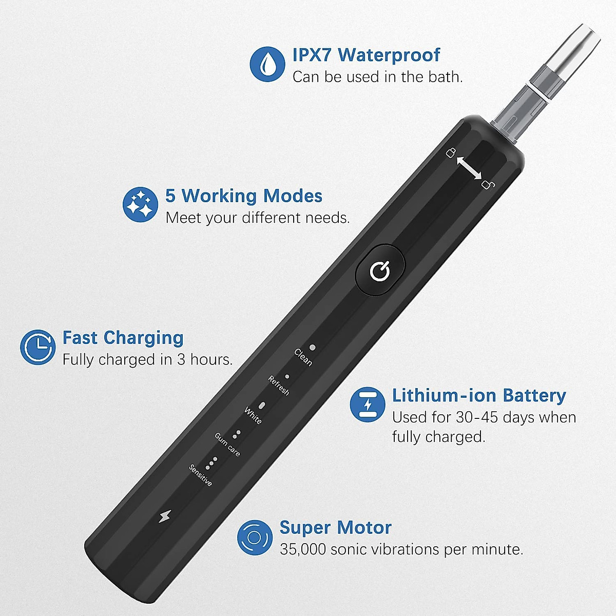 Szong Adult Toothbrush 4 Pack Brush Black