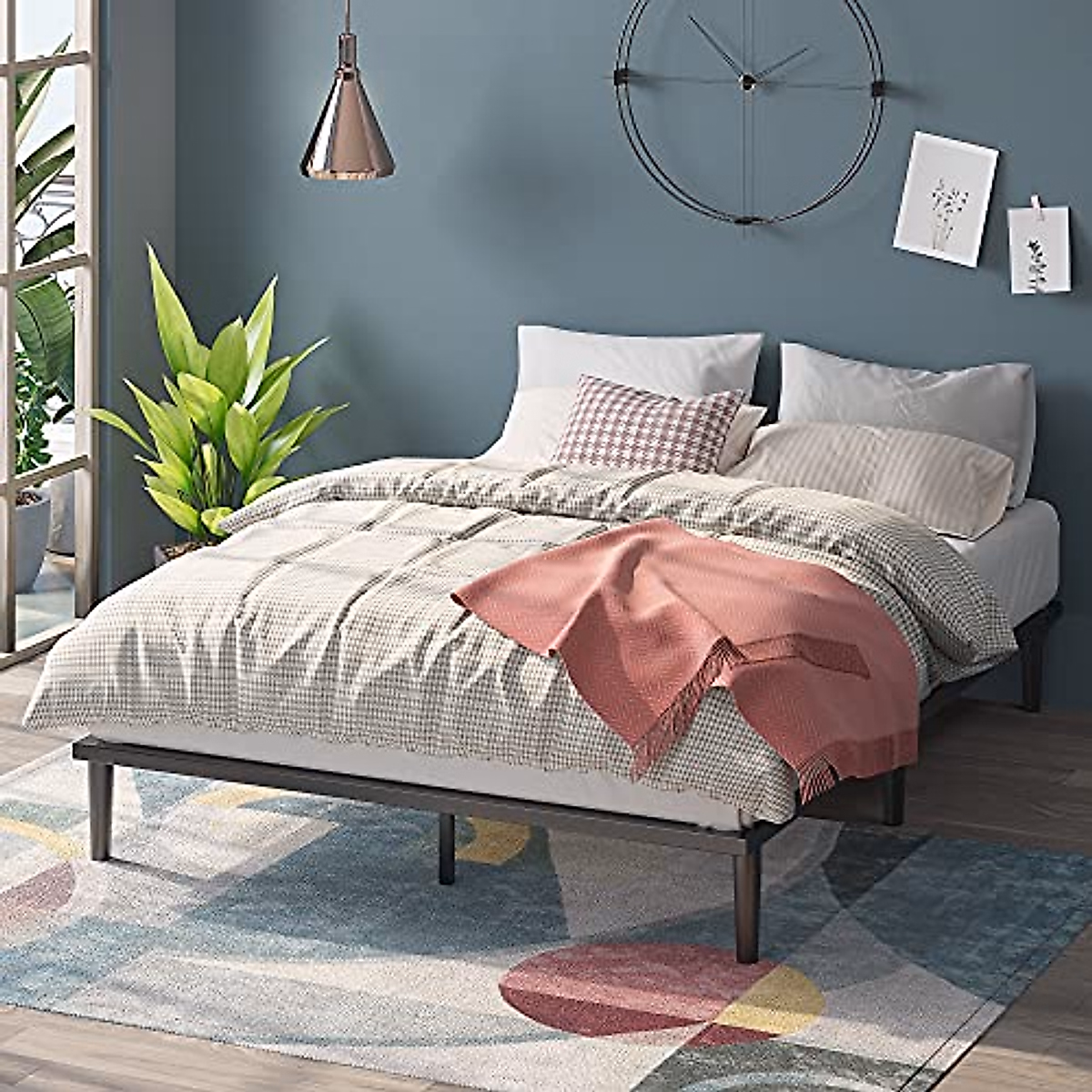 Zinus Parker Platform Bed with Tapered Legs/Wood Slat Support/No Box Spring Needed/Easy Assembly, Queen