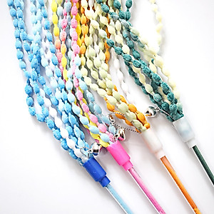 IUHKBH Cat Teaser Toys, 4 PCS Plush Srtip Cat Wands Interactive Cat Teasing Stick Vibrant Cat Teaser Wands with Bell for Cat Kitten Having Fun Exerciser Playing