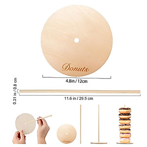 Donut Stand Wooden 4 Pack, Donut Holder, Donut Tower Stand, Doughnut Display Stand Set- Elegant Bagel Holder for Dessert Table, Wedding, Birthday,Baby Shower, Class Reunion,and Party Decor