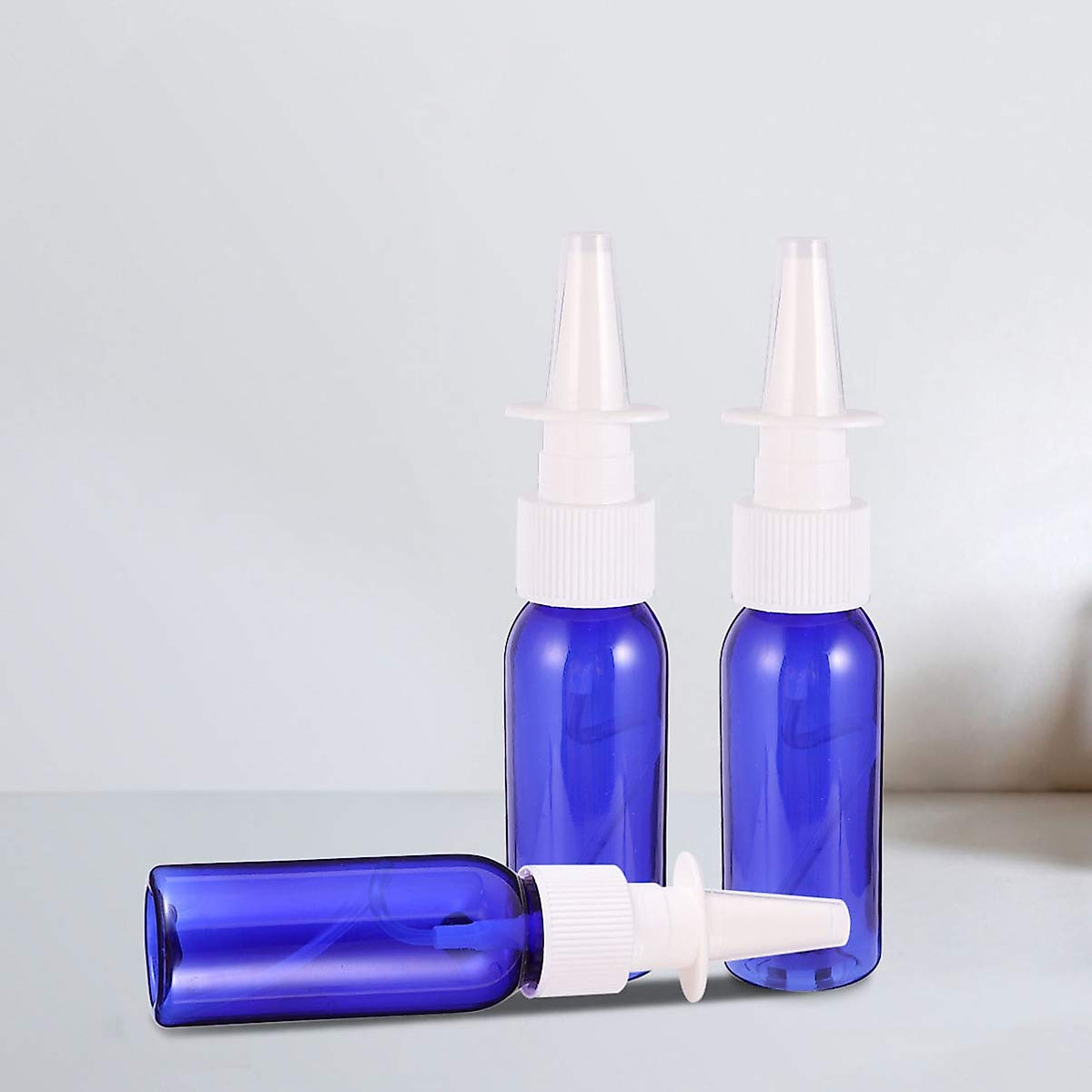 EXCEART 10pcs 30ml Empty Refillable Nasal Spray Bottles Fine Mist Sprayers Atomizers Vial Pot for Saline Water Oils Medical Travel Blue