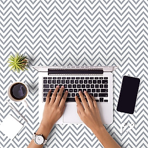 Con-Tact Brand Creative Covering Self-Adhesive Vinyl Drawer and Shelf Liner, 18" x 9', Texture Chevron Gray