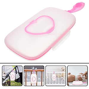 Healifty Portable Wipes Dispenser Baby Wipe Holder Portable Wipes Case Reusable Refillable for Outdoor Travel Wipe Carrying Pouch Baby Stroller Hanging Pink