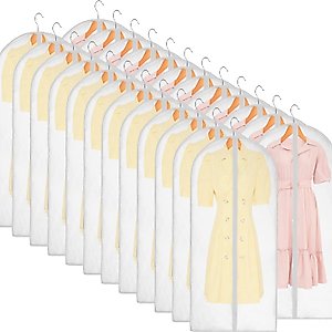 24 Pieces Long Garment Bag for Hanging Clothes Dress Bag Bulk, Lightweight Clear Full Zipper Clothes Bags Waterproof Dress Bag Garment Covers for Women Coat Gown Closet Storage Travel (24 x 60 Inch)