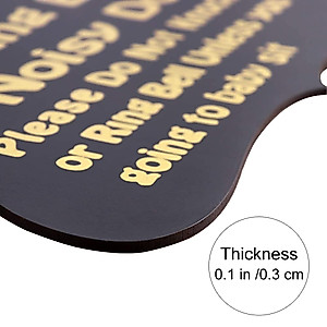 Baby Sleeping Sign for Front Door, Shhh Sleeping Baby Door Sign, Do Not Disturb Sign, Porch Door Hanger Sign Baby Room Hanging Decorative Sign Wooden Plaques Please Do Not Knock or Do Not Ring Bell