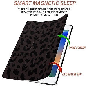 Deokke Compatible with iPad 9th /8th /7th Generation Case(2021/2020/2019) with 2Pcs Screen Protector and Hard Back iPad 10.2 inch Case,Auto Sleep/Wake Cover-Black Purple Leopard Cheetah
