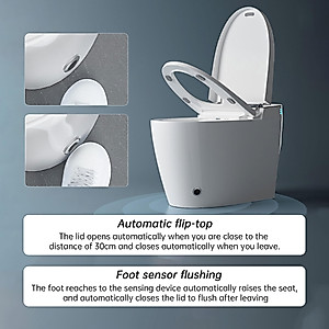 ITENGHUA Smart Toilet for bathrooms, smart bidet Auto Open/Close Lid, with Bidet Built In,Auto Dual Flush, heated toilet seat,Foot Kick Flush White