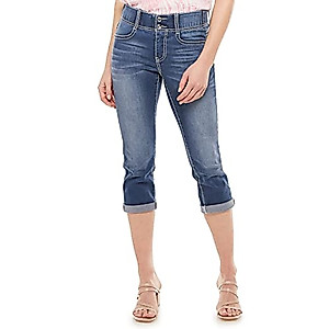 APT.9 / Diamante Juniors Women's Capri Denim Jeans Skinny Ripped Distressed Stretch Pants