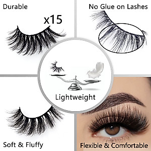 Wholesale Lashes, 3D Faux Mink Eyelash Bulk, 18mm Handmade Reusable Eye Lash, 5 Styles Dramatic Fluffy False Lash with Glitter Portable Packing (5 styles-10 pairs)