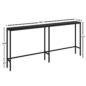 SONGXIN 70.9" Console Table,Modern Extra Narrow Long Sofa Table Behind Couch,Skinny Entry Table with Black Metal Frame for Living Room, Hallway,Classic Black