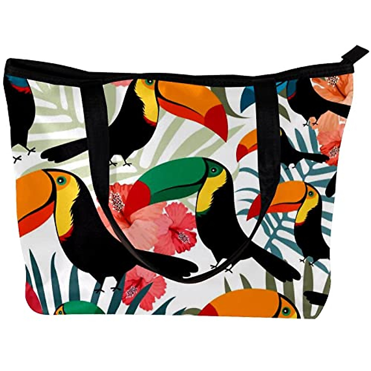 Women's Large Size Canvas Shoulder Bag Hobo Crossbody Handbag Casual Tote, Tropical Animal Parrot Hawaiian Flower