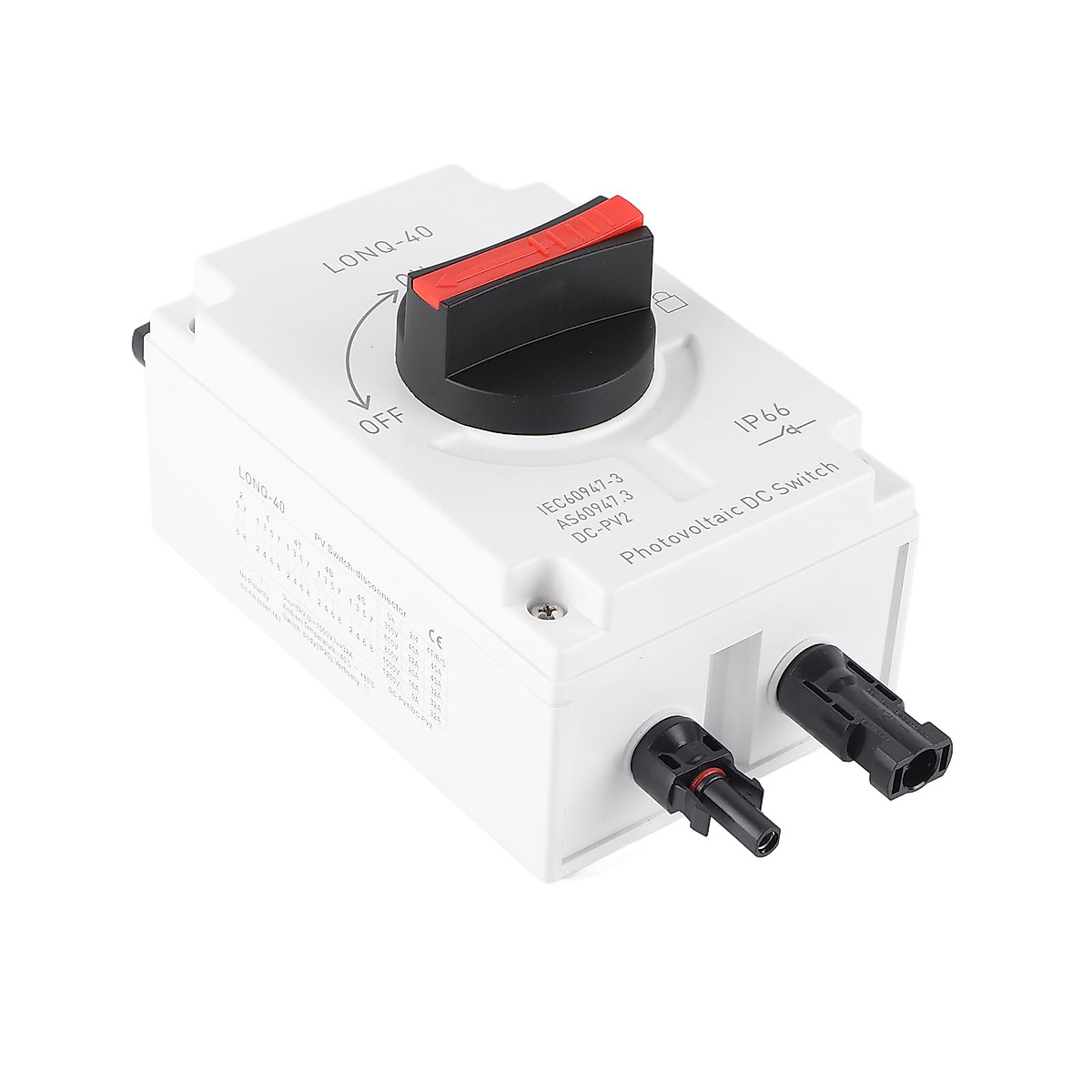 Photovoltaic DC Isolator Solar Switch IEC60947 3 Waterproof IP66 Insulated Switch for Solar Powered RV Boats Solar Power Systems 1200V DC 32A 4P (Fuse Proctive)