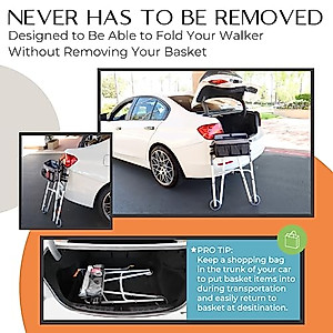 Walker Basket for Folding Walker, Walker Tray for Walker Bag for Walker, Grabber Strap f/Walker Bags for Walkers, Basket for Walker Bags for Folding Walker with Wheels, Walker Accessories for Walker