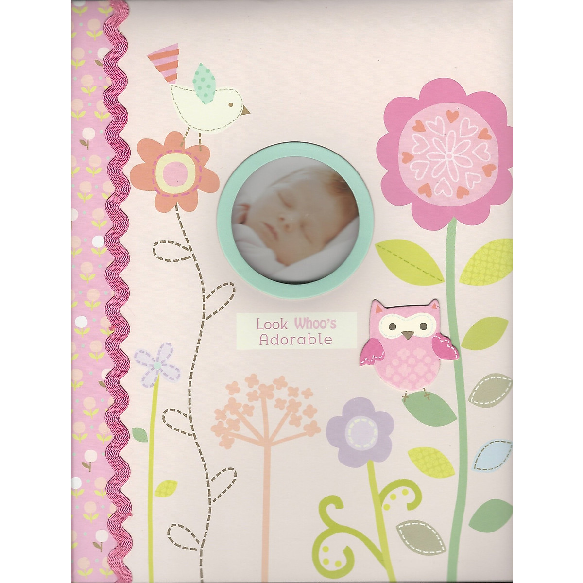 Baby's First Memory Book "Look Whoo's Adorable" Pink W/flowers, Owls, & Bird