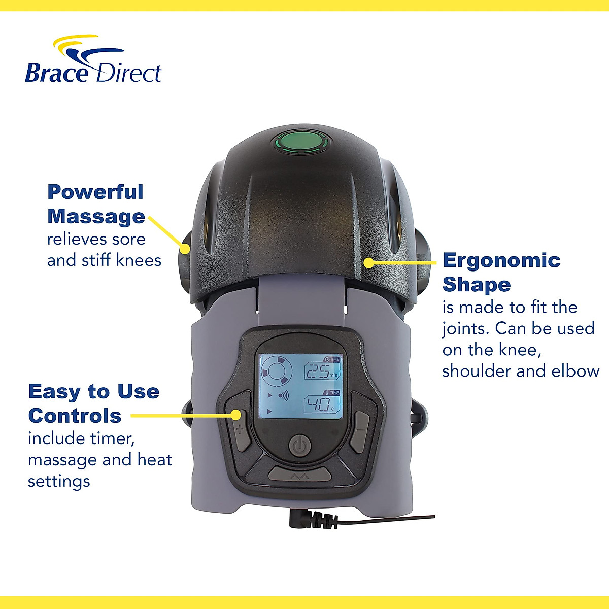 Brace Direct OA Unloader Brace + Heated Knee Massager- Complete Knee Pain Relief Bundle- For Osteoarthritis, Arthritis, Knee Injury, Stiffness