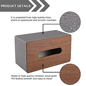 XNONE Tissue Box Cover Rectangle Kleenex Box Holder PU Leather Facial Organizer with Magnetic Bottom,Decorative Napkin Caddy for Vanity Dresser Night Stand Table Countertop Home Office Car,Grey