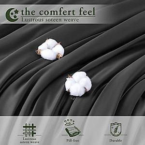 LBRO2M 1000 Thread Count 100% Cotton California King Size Sheets Set,Bed Sheet 4 Piece Sets,16 inches Deep Pocket,Bedding Super Soft Breathable,Sateen Weave Long Staple Comforterble,All Season,Black