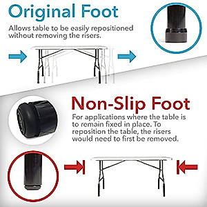 Lift Your Table® Folding Table Risers, Made in The USA, Standing Desk Kit, Easy-to-Use Bent Leg Folding Table Extensions, Raises Folding Tables 14” Inches. Durable, Sturdy. Set of 4, Black