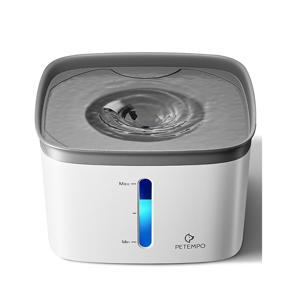 Cat Water Fountain, 135oz/4L Ultra Quiet Dog Water Bowl Dispenser, Instant Clean Vortex Design, Pet Water Fountain with Filter, Cats Dogs Pets Fountain for Drinking Automatic with LED Light (Gray)