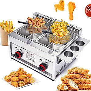 6L*2Commercial Stainless Deep Fryer,Counter top gas fryer,double tank electric fryer with basket,for restaurants, gourmet stores, family gatherings