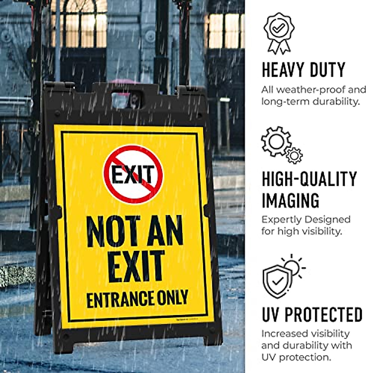 Enter Only   Not An Exit Entrance Only With No Exit Symbol  Sidewalk Sign Kit, 18x24 Inches, With A Frame Stand, Made in USA by Sigo Signs