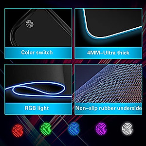 Gaming Mouse Pad,15W Qi Fast Chargering,Extened Large RGB Gaming Mouse Pad,for Large Keyboard and Mouse,Home&Office,10 Lighting Modes,Support Qi Fast Charging Support Mobile Phone Devices,31.5"X11.8"