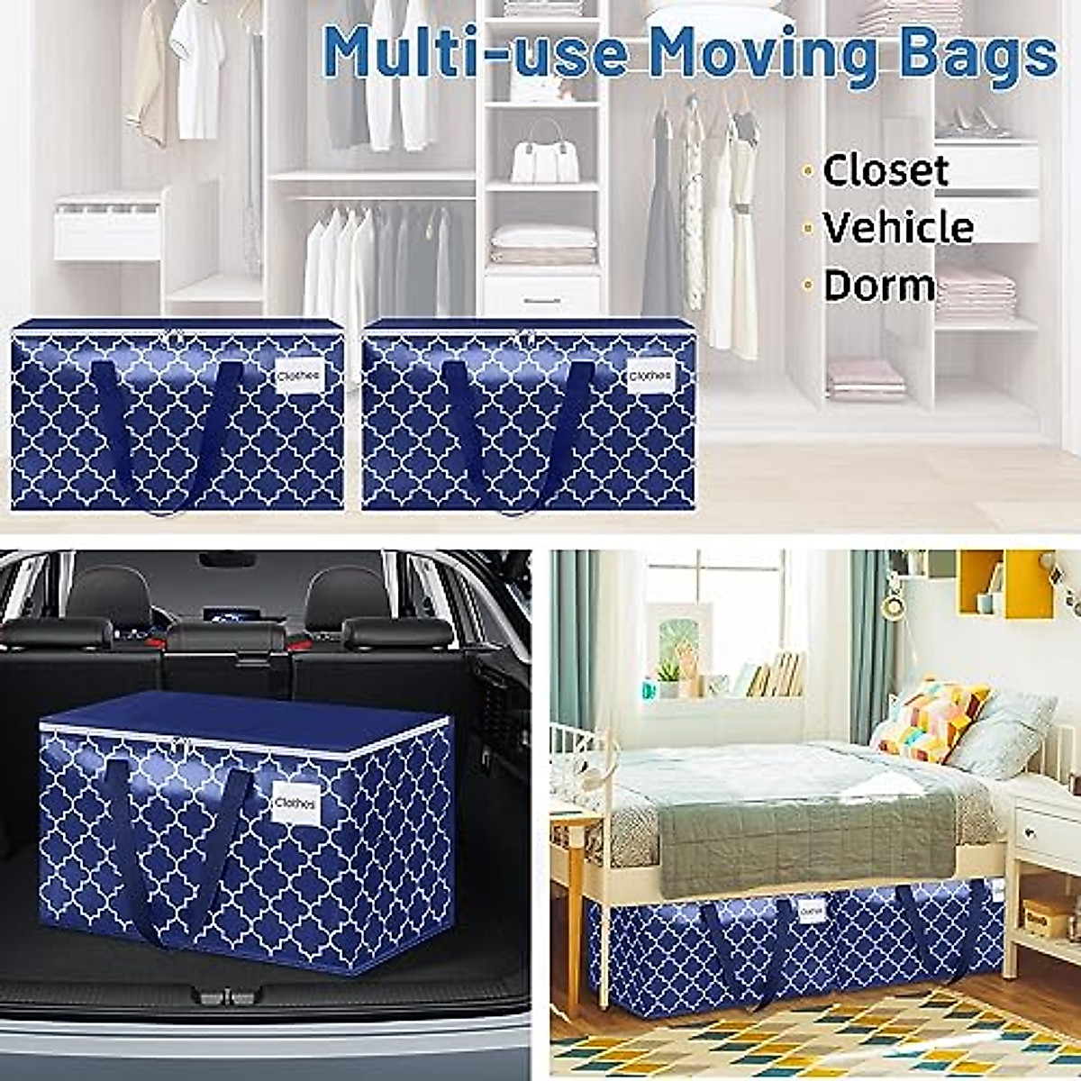 FabSpace Moving Bags, Extra Large Moving Supplies, Heavy Duty Storage Bags, Packing Bags with Reinforced Zippers & Handles, Collapsible Packing Boxes, Storage Totes for Moving, Packing, 125L, 8 Packs