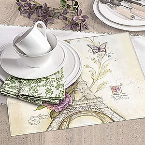 Light Brown Eiffel Tower Printed Drying Mat For Kitchen Ultra Absorbent Microfiber Dishes Drainer Mats Non-Slip Silicone Quick Dry Pad - 18 X 16inch