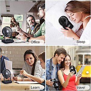 WUYILED Battery Operated Fan, Small Table Fan with Strong Airflow Quiet Operation Portable Fan Speed Adjustable Head Mini Personal Fan for Home Office Bedroom Table and Desktop 4 Inch