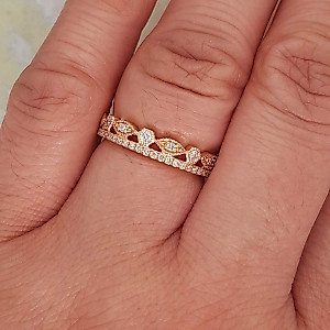 Dazzlingrock Collection 0.45 Carat Round White Diamond Eternity Wedding Band for Ladies in 14K Rose Gold Size 5