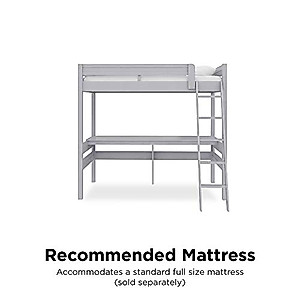 DHP Dorel Living Harlan Wood Bed with Ladder and GuardRail, Twin, Gray Loft